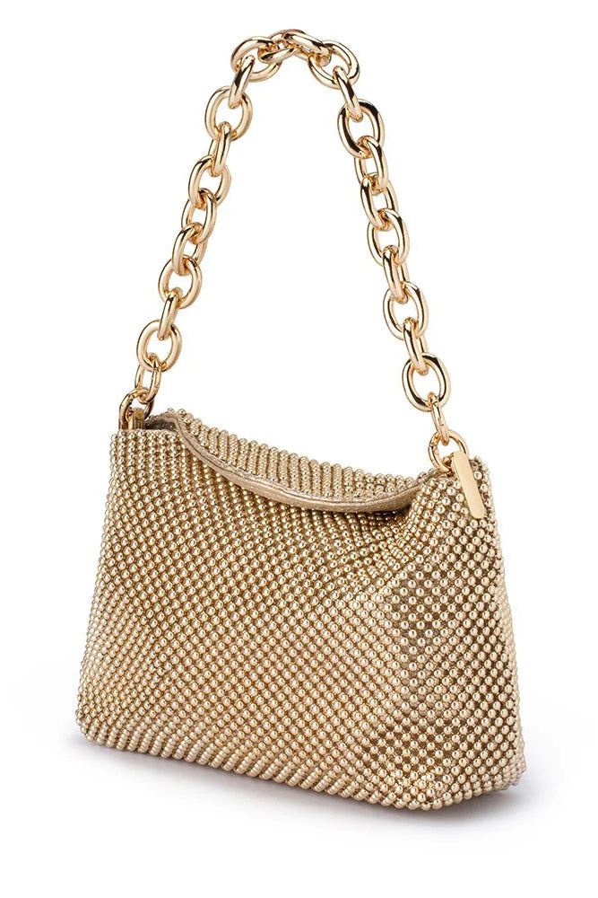 SKYLAR BALL MESH BAG | GOLD – DRESSED BY ES
